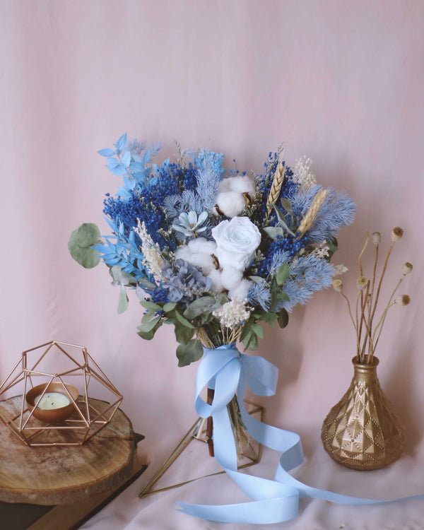 Eternal Blue Bridal Bouquet- Frontal - Windflower Florist